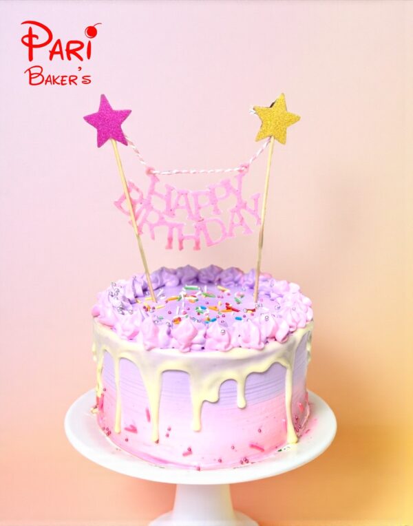 Happy Birthday Purple Color Cake - paribakers.com