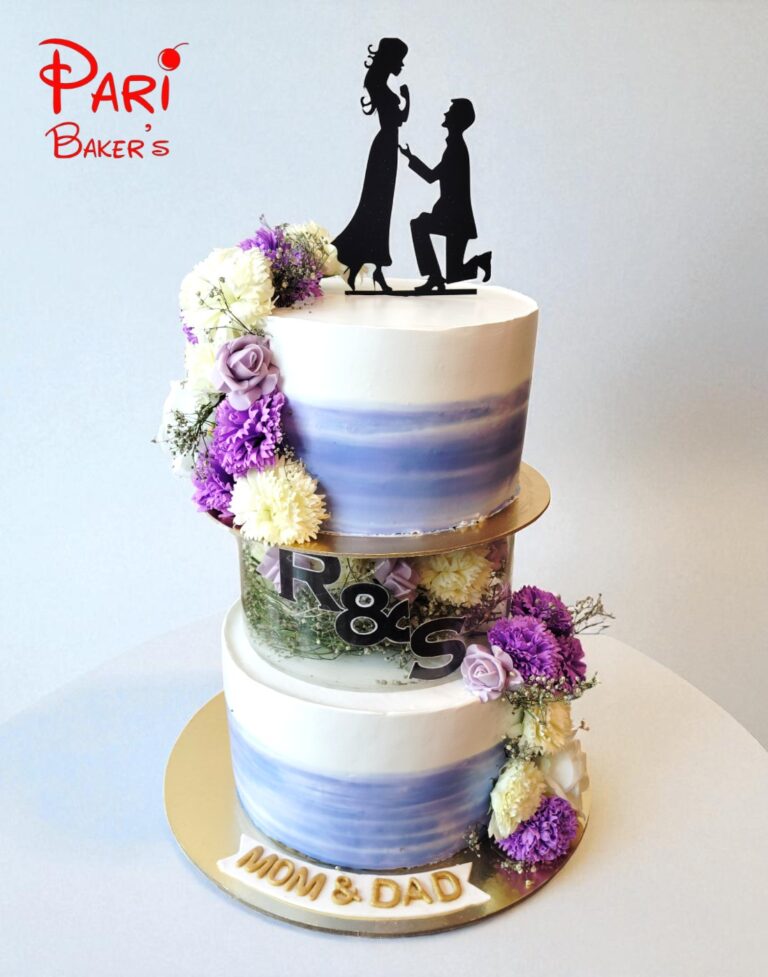 3 Tier Elegant Proposal Cake - paribakers.com